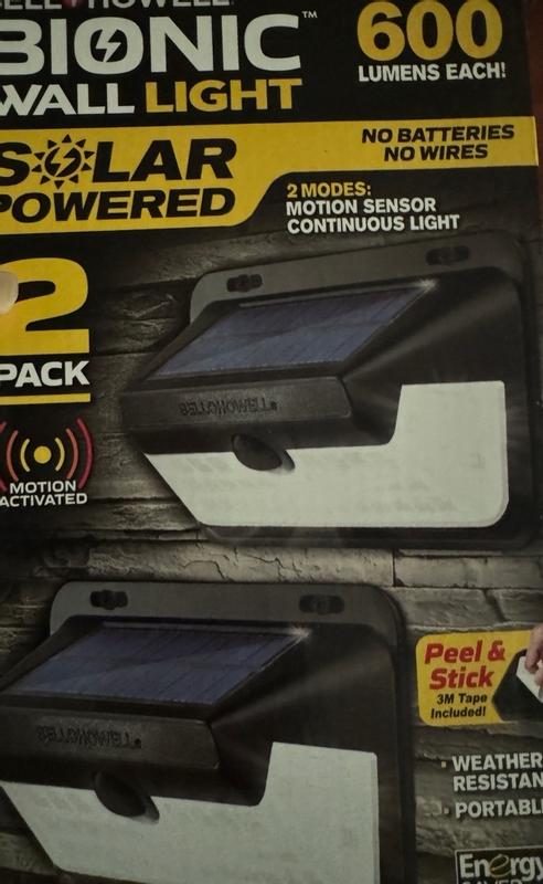 BELL + HOWELL 9 -Watt EQ Black Solar LED Outdoor Motion-Activated Wall ...