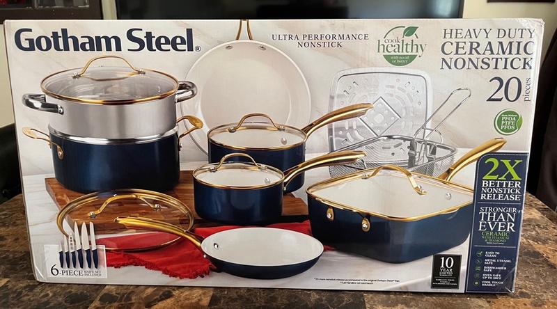 Gotham Steel Natural Collection 20-Piece Cookware Set with Knives - Macy's