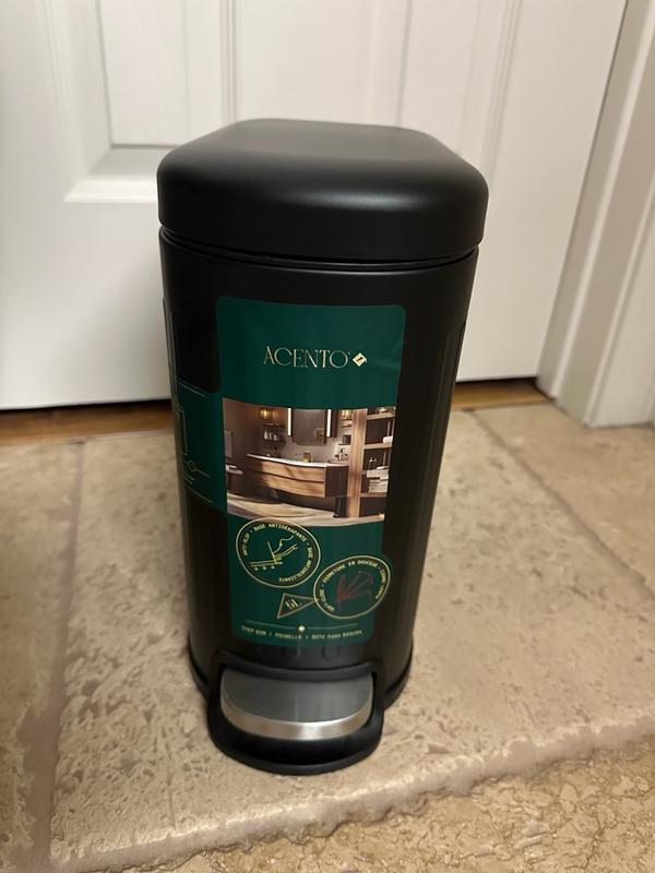 ACENTO 5 Liter Ribbed Black Metal Indoor Step Trash Can in the Trash ...