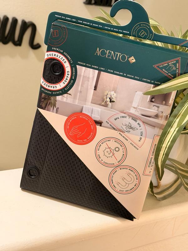 ACENTO 72-in W x 72-in L Dots Black Polka dot Mildew Resistant EVA/PEVA ...