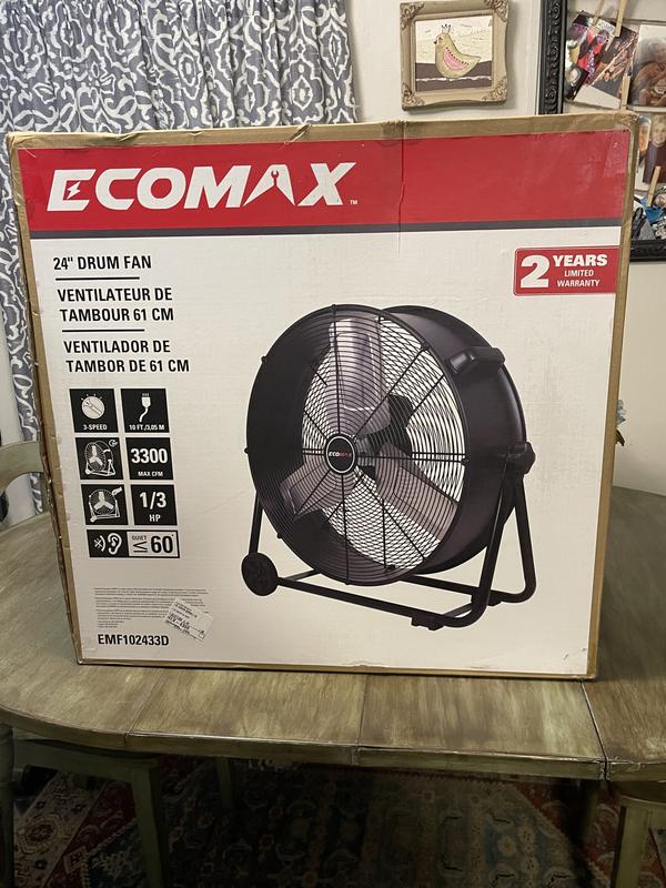 Ecomax 24-in 120-Volt 3-Speed High Velocity Indoor/Outdoor Black ...