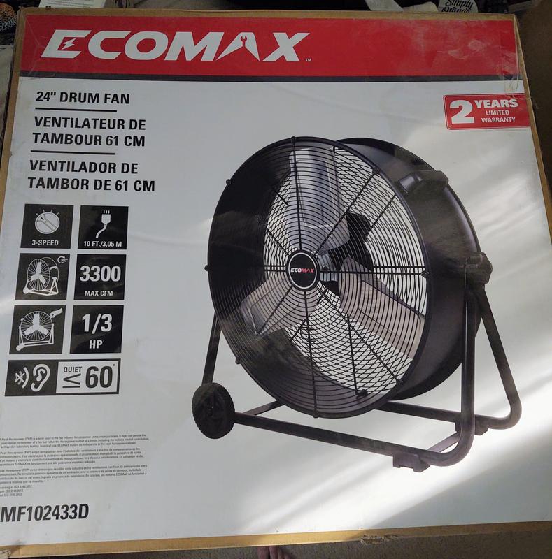 Ecomax 24-in 120-Volt 3-Speed High Velocity Indoor/Outdoor Black ...