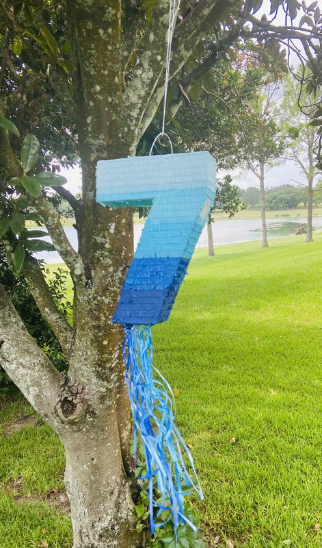 Blue Panda Number 7 Pull String Pinata for Boys 7th Birthday Party ...