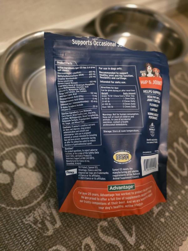 Pet Protect from the Makers of Advantage Hip & Joint SynoviG3 for Dogs, 30.48 oz., Count of 240 ...