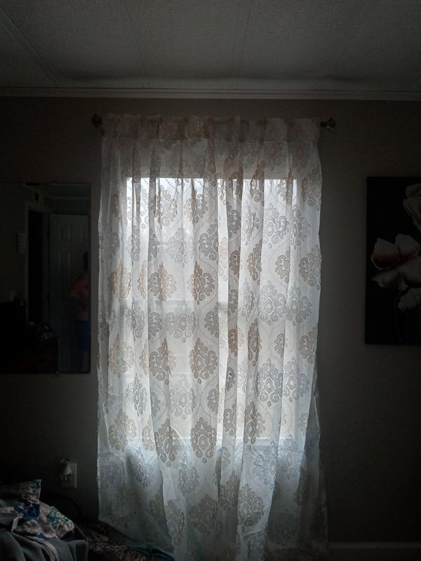 Waverly 84-in White Floral Sheer Standard lined Pinch pleat Single ...