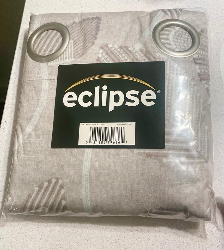 Eclipse 100% Blackout Curtain, Larissa Leaf Grommet Curtain, 63 In Long x 50 In Wide, Botanical ...