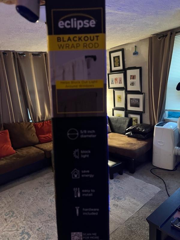 Eclipse Carey 48-in to 86-in Matte Black Steel Wrap-around Curtain Rod ...