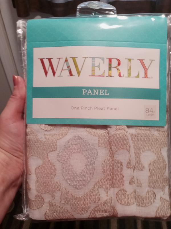 Waverly 84-in White Floral Sheer Standard lined Pinch pleat Single ...