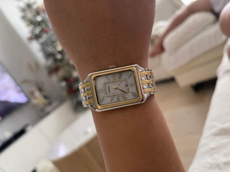 Fossil Women's Raquel Three-Hand Date Gold-Tone Stainless Steel Watch ...