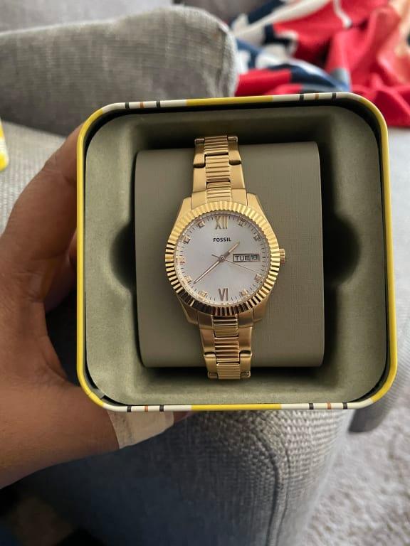 Fossil Women's Scarlette Three-Hand Date Rose Gold-Tone Stainless Steel ...