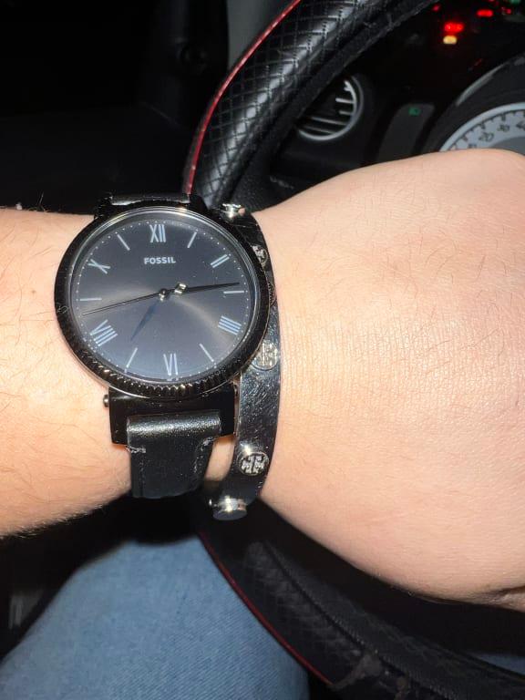 Fossil Women's Daisy Black Leather Strap Watch 34mm - Macy's
