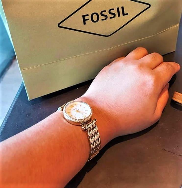 Fossil Women's Mini Carlie Two-Tone Stainless Steel Bracelet Watch 28mm ...