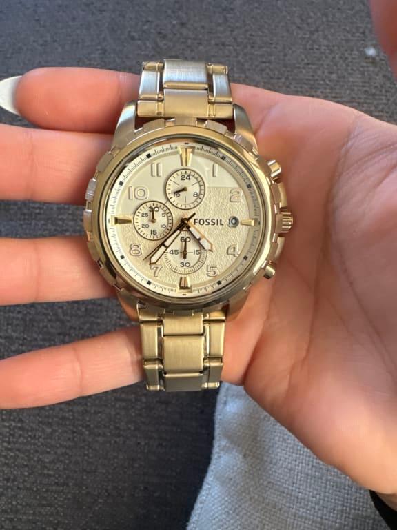 Fossil Men's Chronograph Dean Two-Tone Stainless Steel Bracelet Watch ...