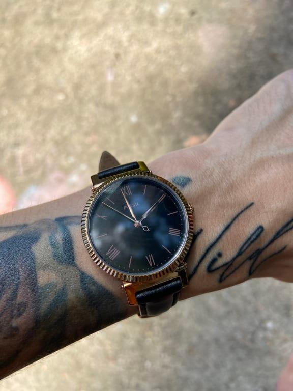 Fossil Women's Daisy Blue Leather Strap Watch 34mm - Macy's