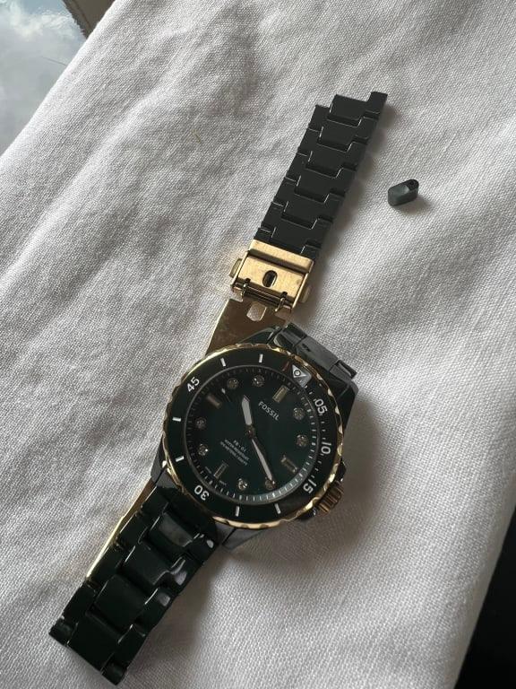 Fossil Women's Fb-01 Three-Hand Blue Ceramic Bracelet Watch, 36mm - Macy's