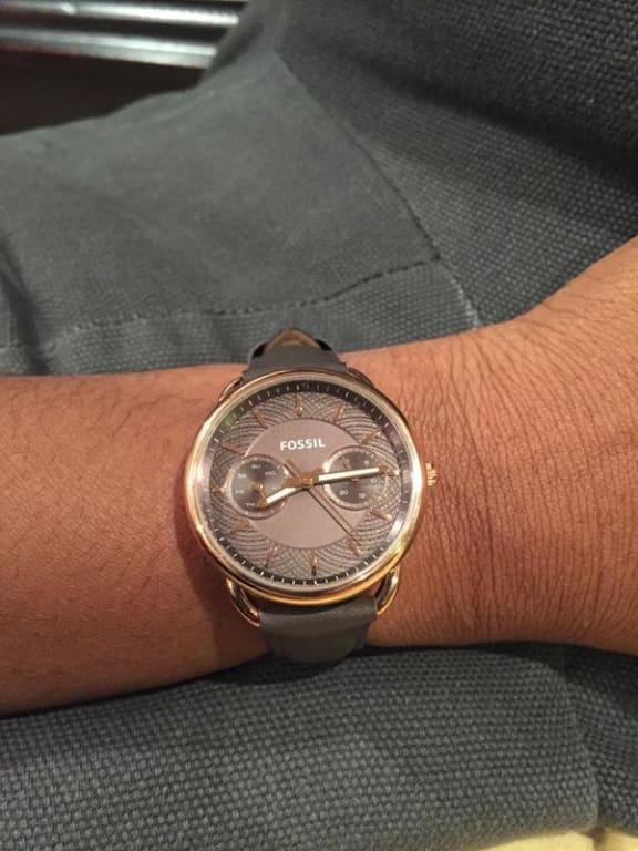 Fossil Women's Tailor Gray Leather Strap Watch 34mm ES3913 - Macy's