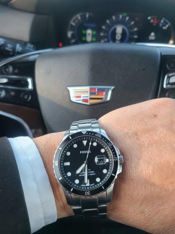 Fossil Men's Blue Dive Three-Hand Date Silver-Tone Stainless Steel ...