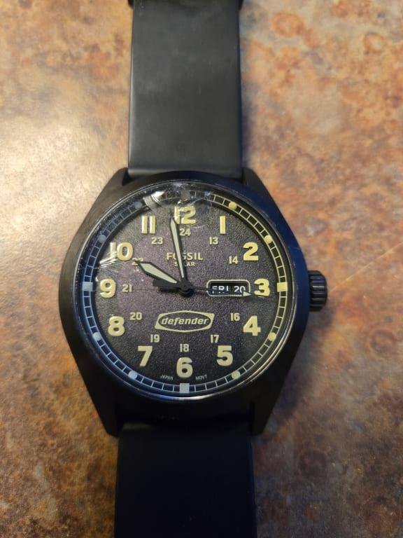 Fossil Men's Defender Solar Brown Leather Strap Watch, 46mm - Macy's