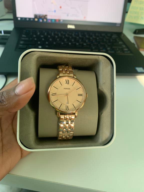 Fossil Women's Jacqueline Rose Gold-Tone Stainless Steel Bracelet Watch ...
