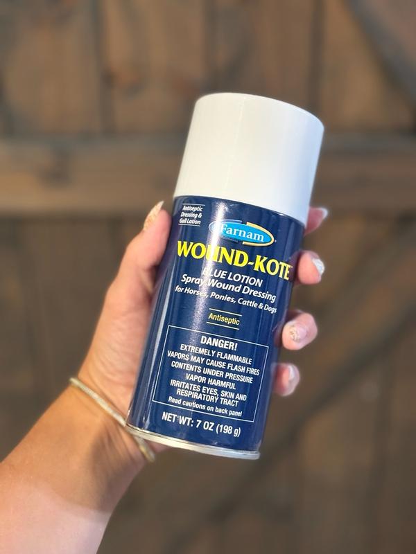 Farnam Wound-Kote Blue Lotion Spray Wound Dressing for Horses, Cattles ...