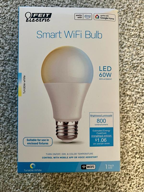 Feit Electric Feit A19 E26 - Medium Smart- Enabled LED Bulb Adjustable ...