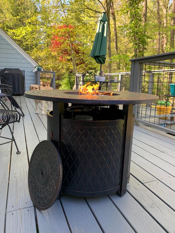 Fire Sense 42-in W Antique Bronze Portable Aluminum Round Propane Gas ...
