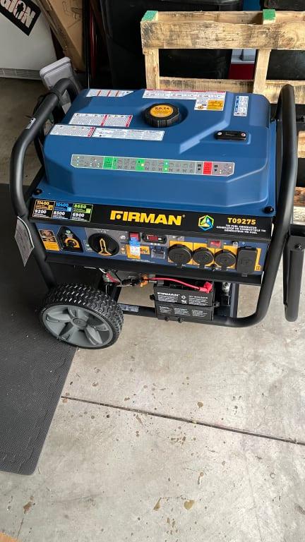 Firman Power Equipment Tri Fuel Portable Generator 11400/9200W Electric ...