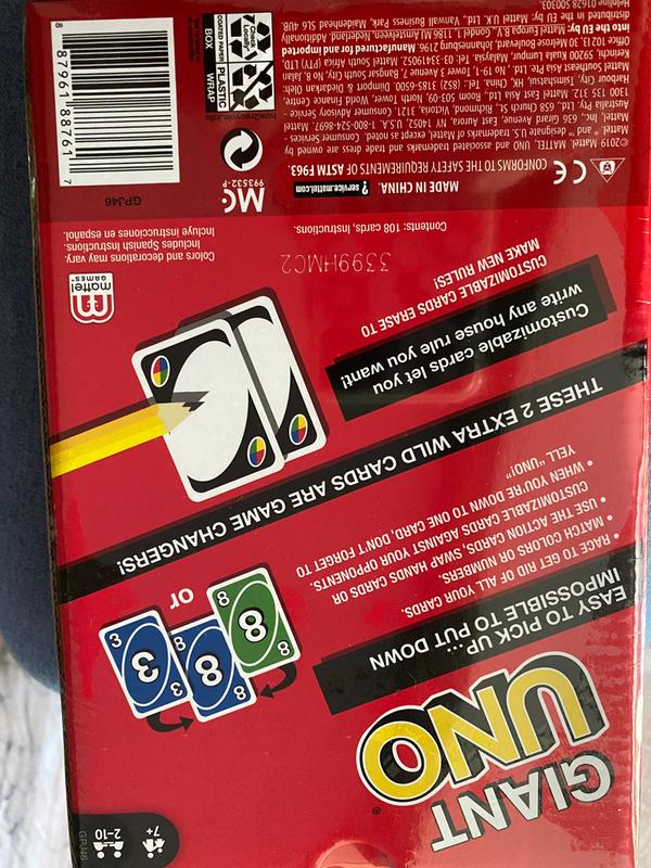 Mattel Games UNO Classic Giant Card Game Family Card Game Oversized ...