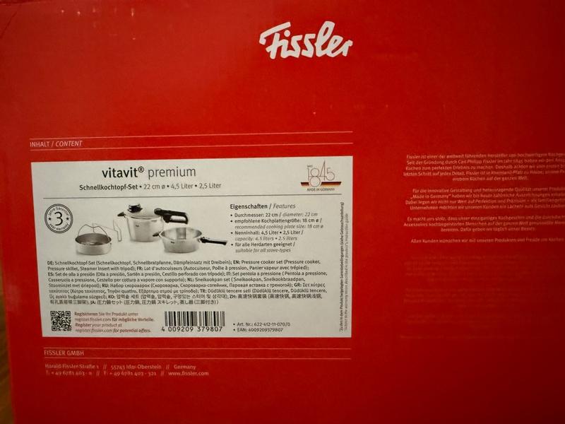 Fissler Vitavit Premium Stainless Steel Pressure Cooker Set 3.7 Quart ...