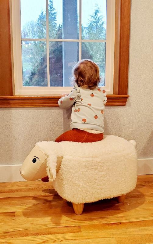 Critter Sitters White Sheep Animal Shape Ottoman 15-in White ...