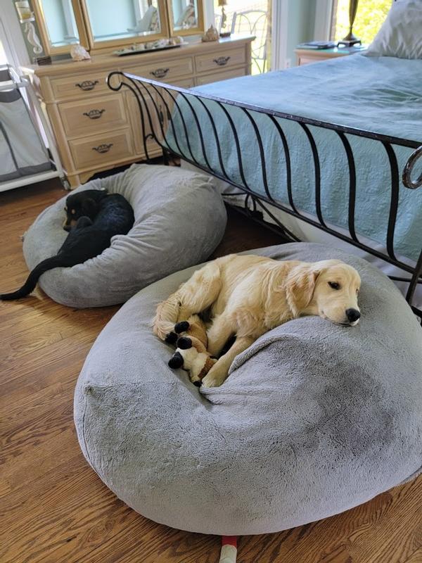 FurHaven Round Plush Ball Pet Bed, 19.7" L X 19.7" W X 26" D, Gray Mist ...