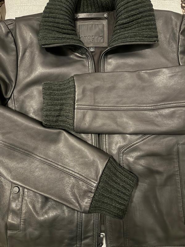 Andrew Marc Black Label Women's Beatrix Rib-Knit Trimmed Leather Jacket ...