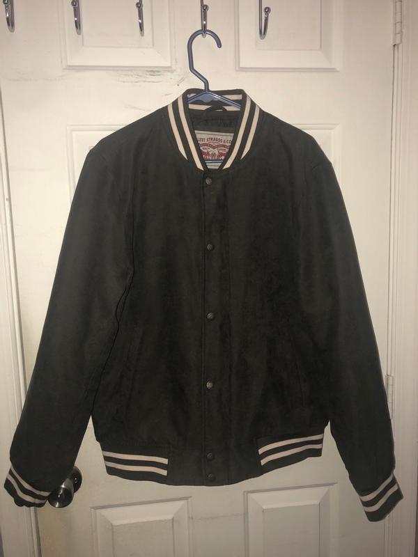 Levi's® Men's Faux-Suede Varsity-Stripe Bomber Jacket - Macy's