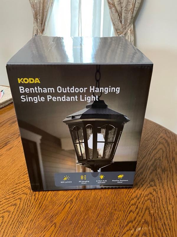 KODA Bentham Black Mid-century Textured Glass Lantern LED Large Outdoor ...