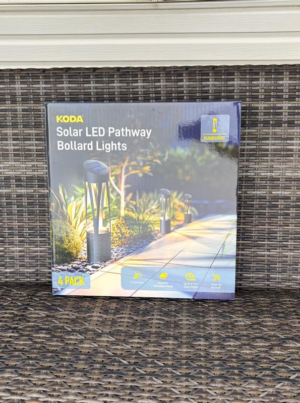 KODA 4 -Pack Sunburst 12 -Lumens Black Low voltage Solar LED Outdoor ...