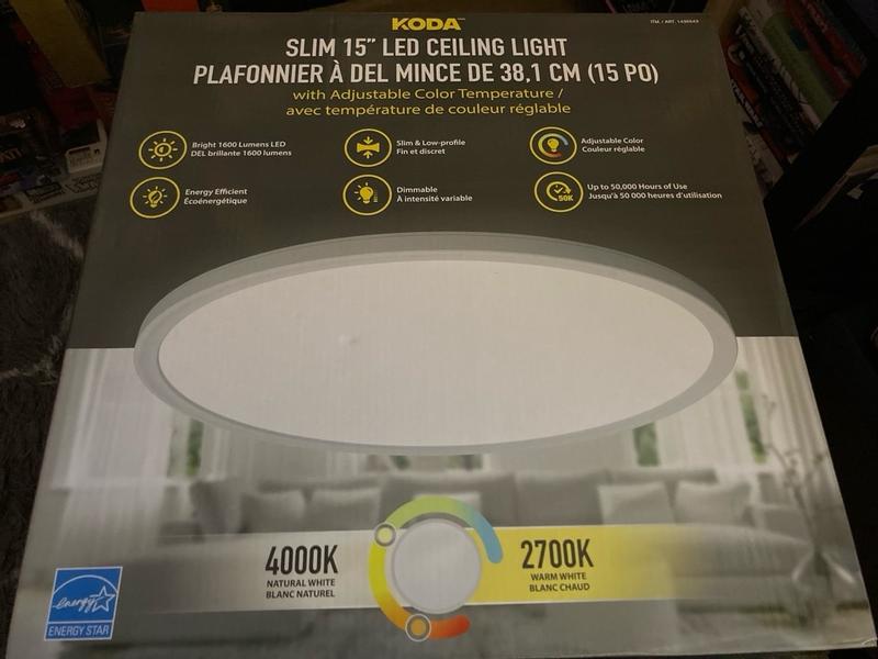 KODA 1 -Light 15-in White Integrated LED Flush Mount Light in the Flush ...