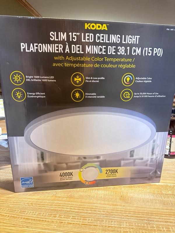 KODA 1 -Light 15-in White Integrated LED Flush Mount Light ENERGY STAR ...