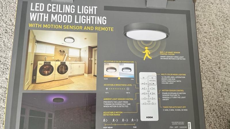 KODA 1-Light 14.2-in Brushed Chrome LED Flush Mount Light with Motion ...