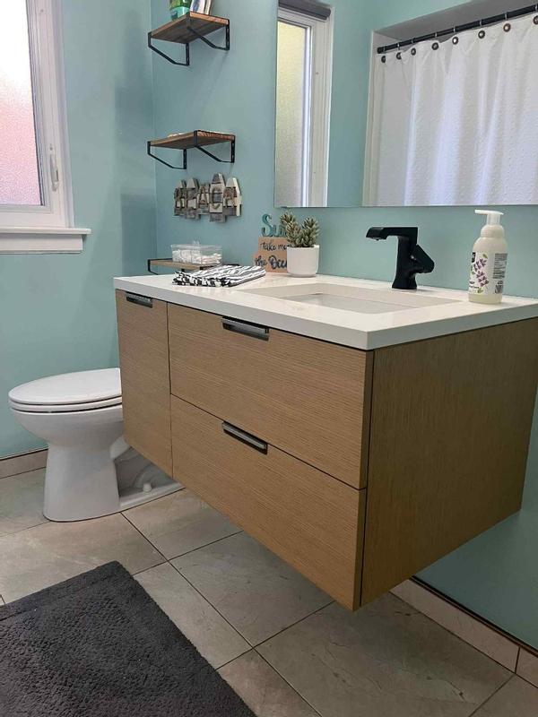 KOHLER Maxstow 30-in White Undermount Single Sink Floating Bathroom ...