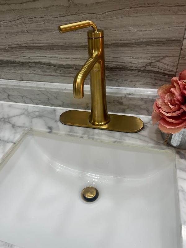 KOHLER Tone Vibrant Brushed Moderne Brass Single hole 1-handle High-arc ...