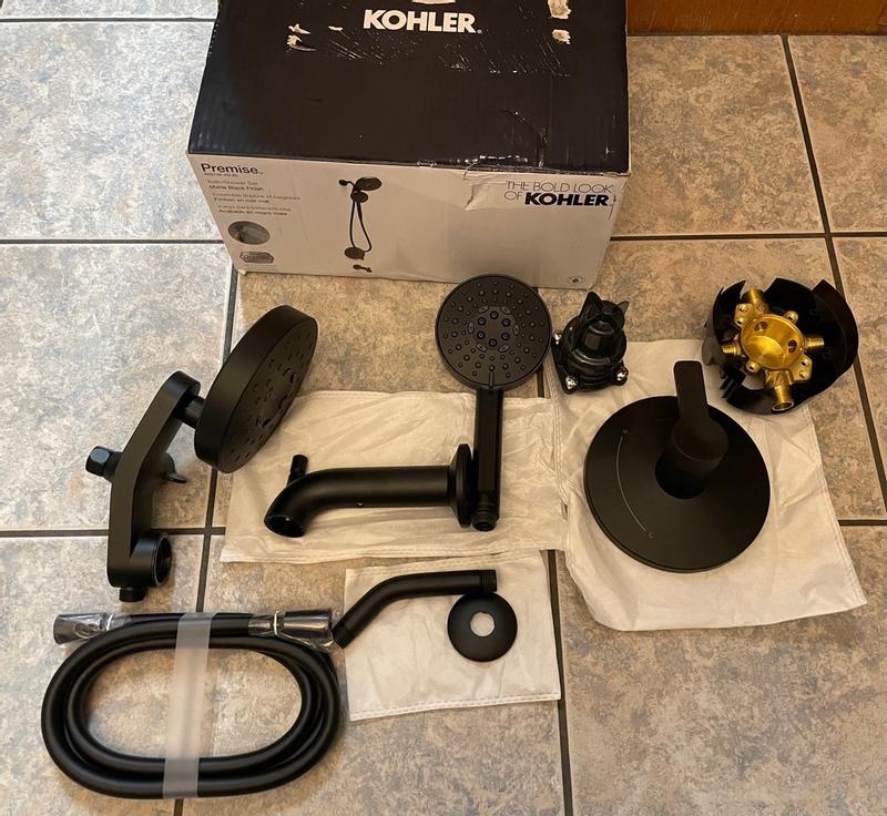 KOHLER Premise Rite-Temp Matte Black 1-handle Single Function Round Bathtub and Shower Faucet ...