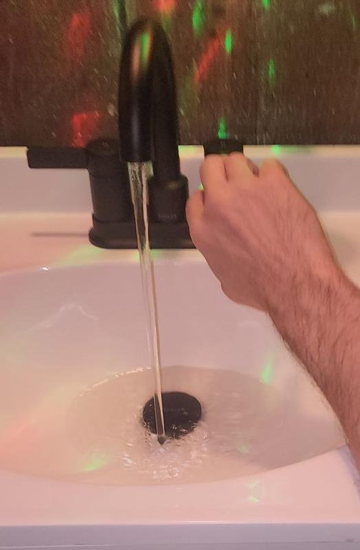 KOHLER Premise Matte Black 4-in centerset 2-Handle WaterSense Bathroom Sink Faucet with Drain ...