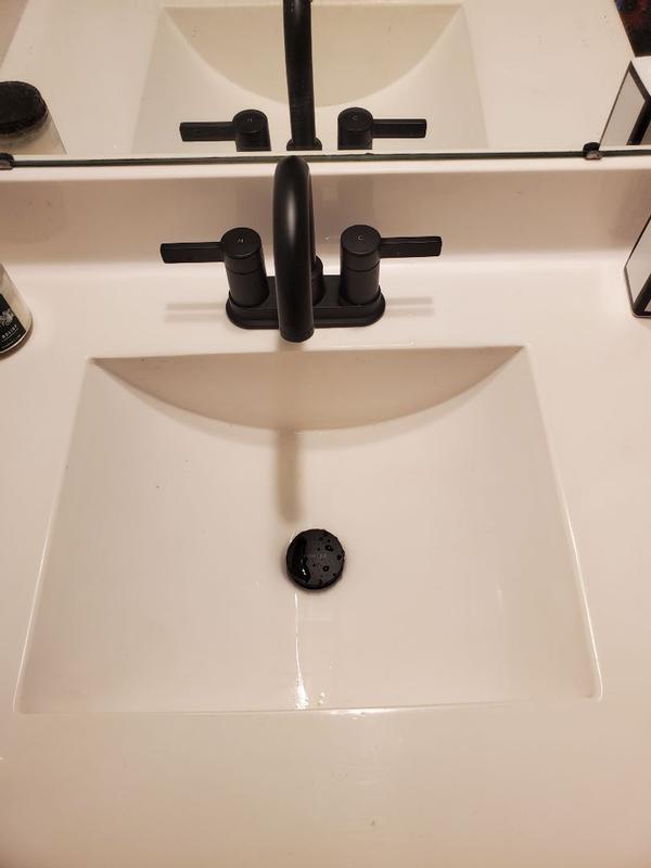 KOHLER Premise Matte Black 4-in centerset 2-Handle WaterSense Bathroom Sink Faucet with Drain ...