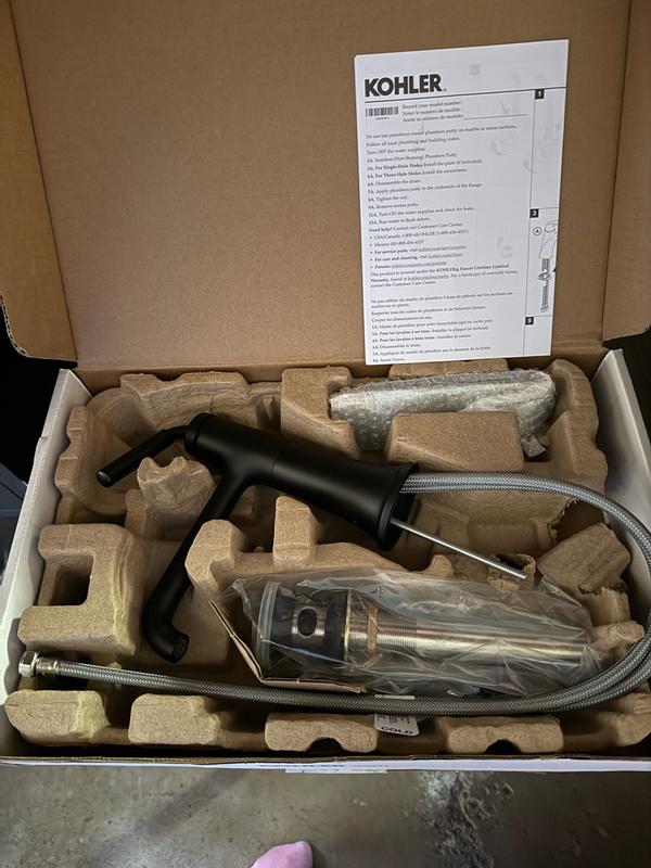 KOHLER Tone Matte Black with Brushed Moderne Brass Single hole 1-handle ...