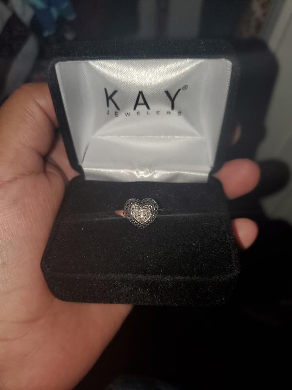 Black/White Diamond Heart Ring Sterling Silver | Kay