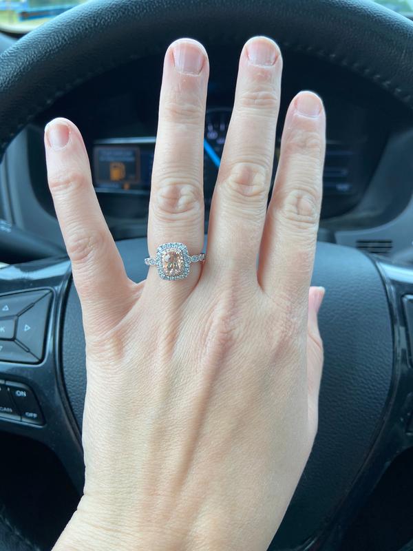 Neil Lane Oval Morganite Engagement Ring 5/8 ct tw Diamonds 14K Rose ...