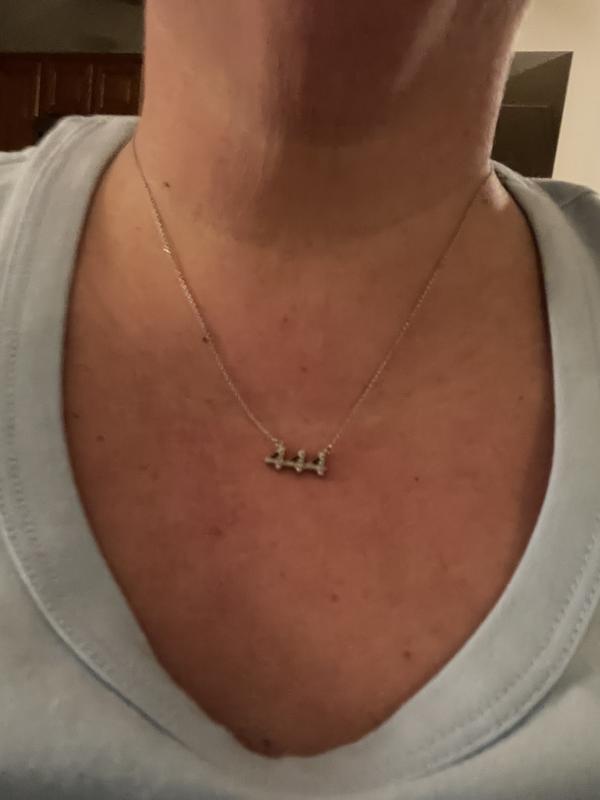 Diamond Angel Number 444 Necklace 1/6 ct tw Round-cut Sterling Silver ...