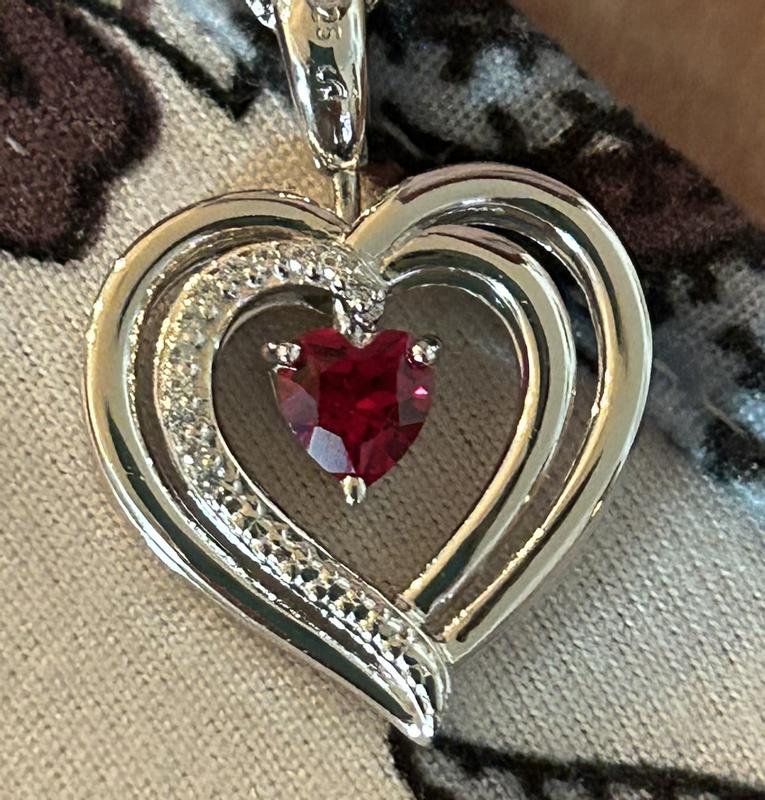 Lab-Created Ruby Necklace 1/20 ct tw Diamonds Sterling Silver | Kay