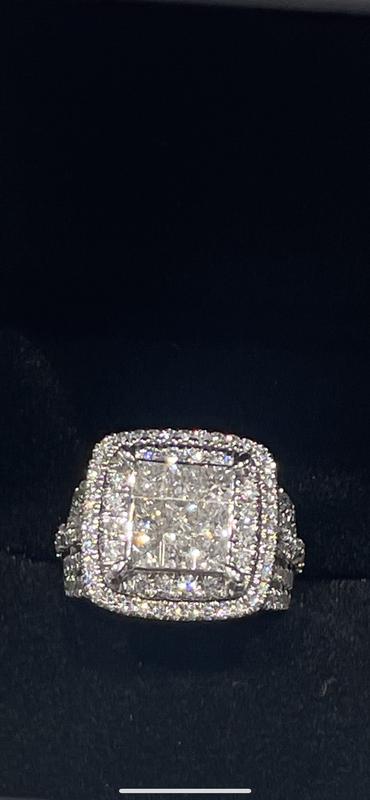 Princess Cut Multi Diamond Center Engagement Ring 3 Ct Tw 10k White
