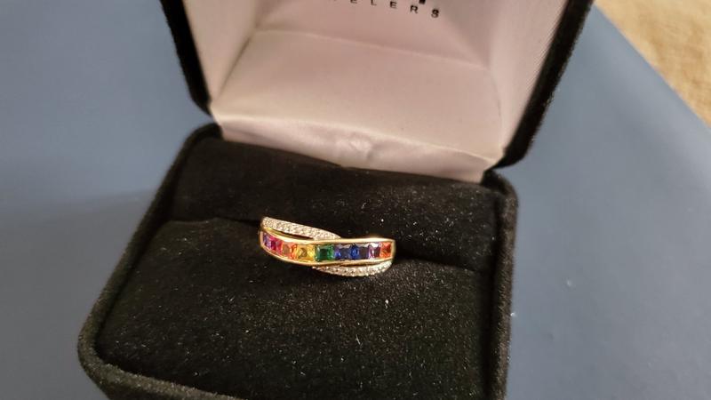 Lab-Created Gemstone Ring 1/15 ct tw Diamonds 10K Yellow Gold | Kay